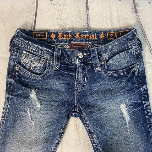Rock Revival | Jeans | Rock Revival Womens Jeans Straight Leg Alivia Size 27 28 X 32 Low Rise ...